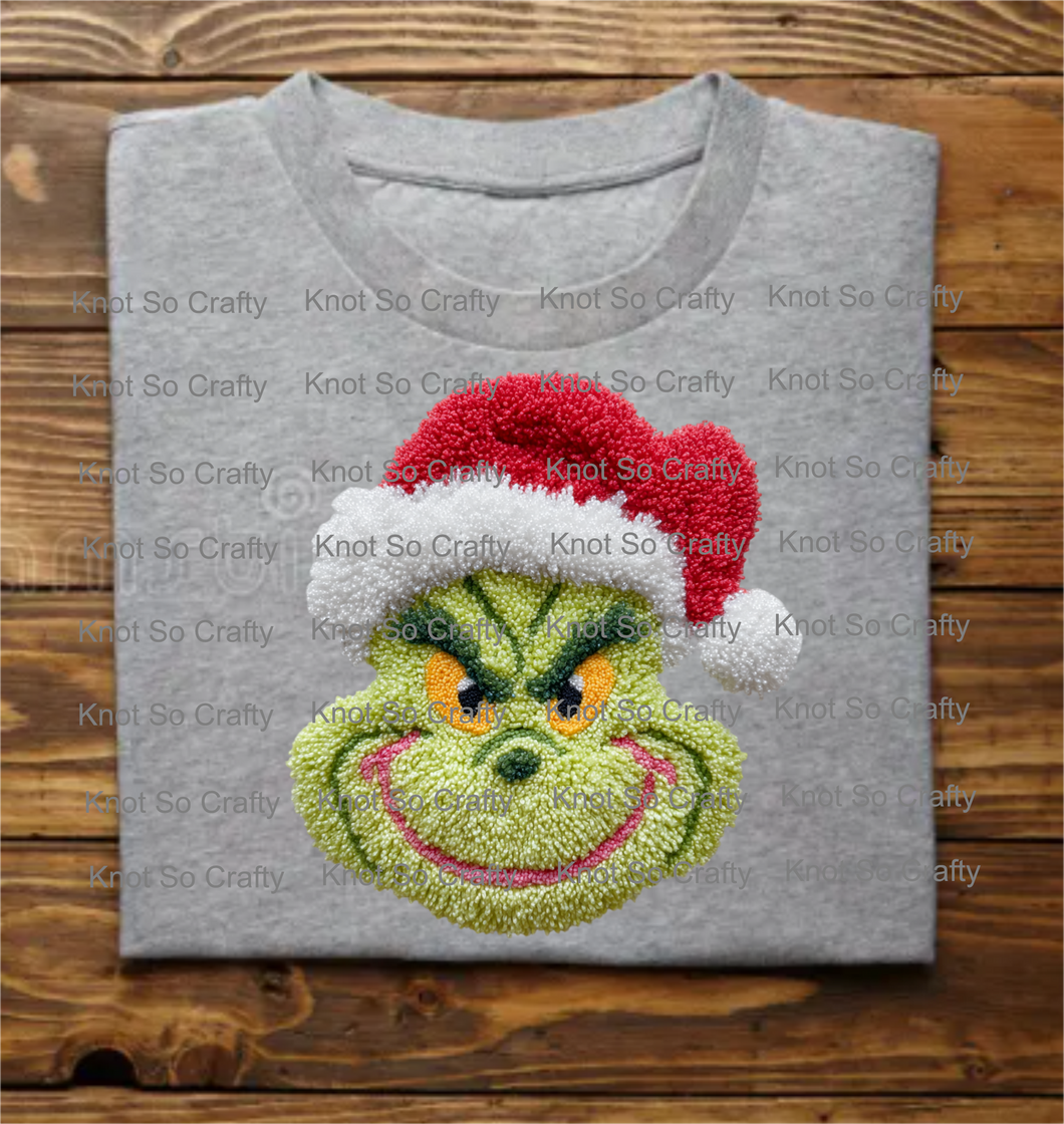12434> Faux yarn grinch - christmas – Knot So Crafty
